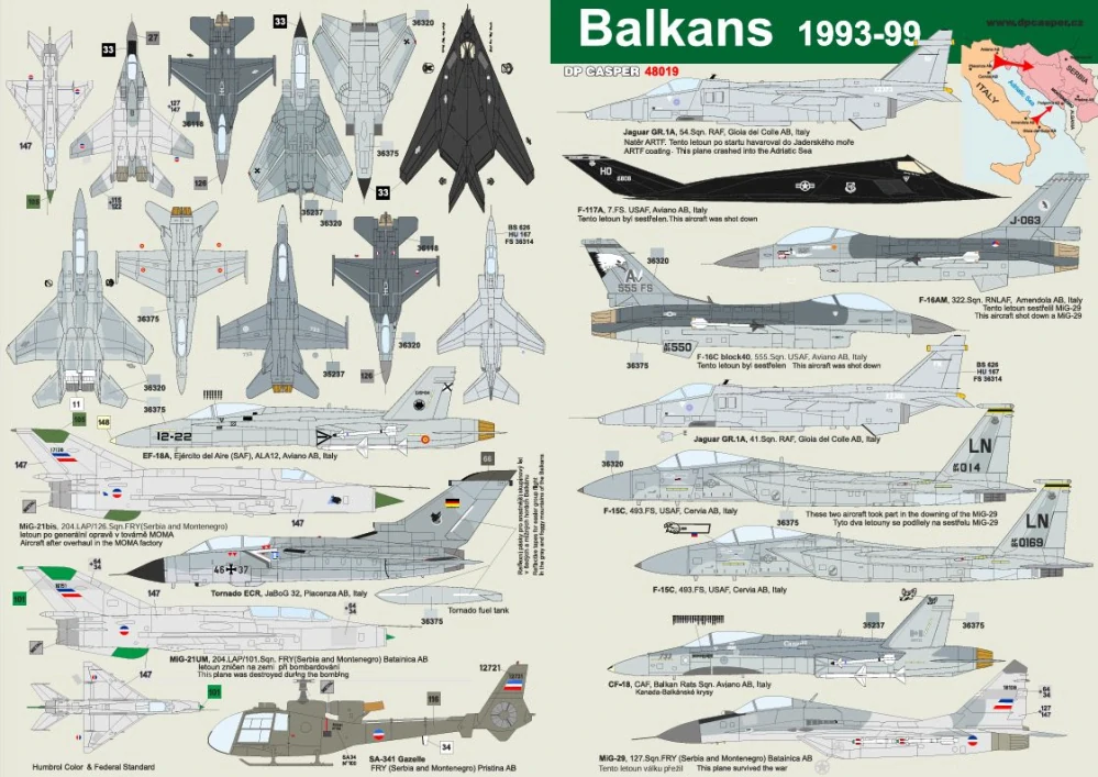 DP Casper Balkans 1993-99 - decal set 1/48 | JM Modely