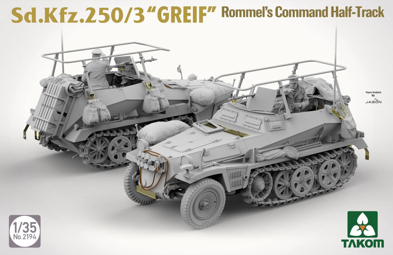 Takom Sd.Kfz. 250 BIG BOX 2 kits & 1:16 Rommel figure Full Interior 1/ ...